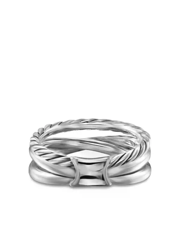 David Yurman 18kt Yellow Gold And Sterling Crossover Diamond Ring