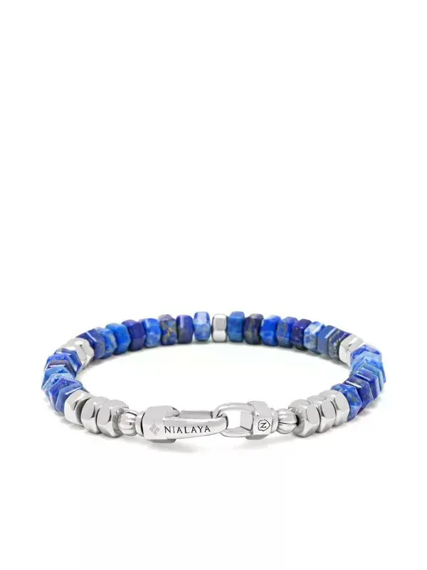 NIALAYA JEWELRY Lapis Lazuli Beaded Bracelet - Blue