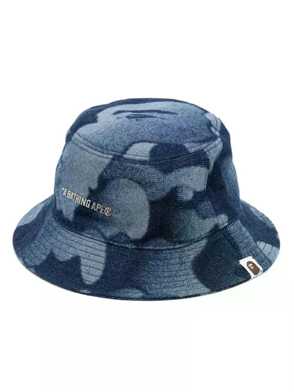 A BATHING APE Logo-plaque Denim Bucket Hat