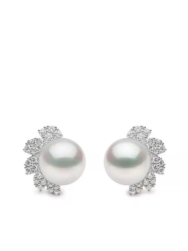 Yoko London 18kt White Gold Freshwater Pearl And Diamond Earrings - Silver