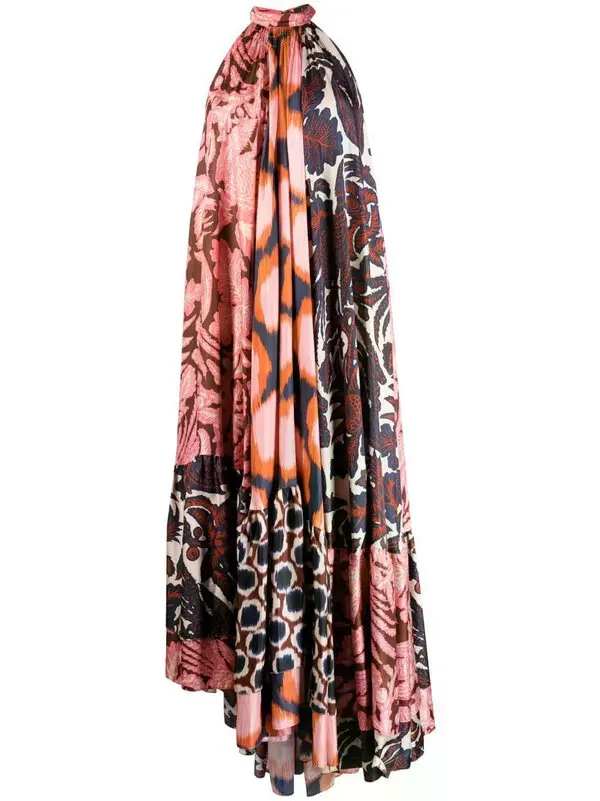 Biyan Graphic-print Halterneck Silk Maxi Dress