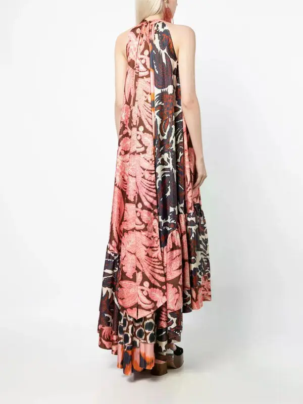 Biyan Graphic-print Halterneck Silk Maxi Dress