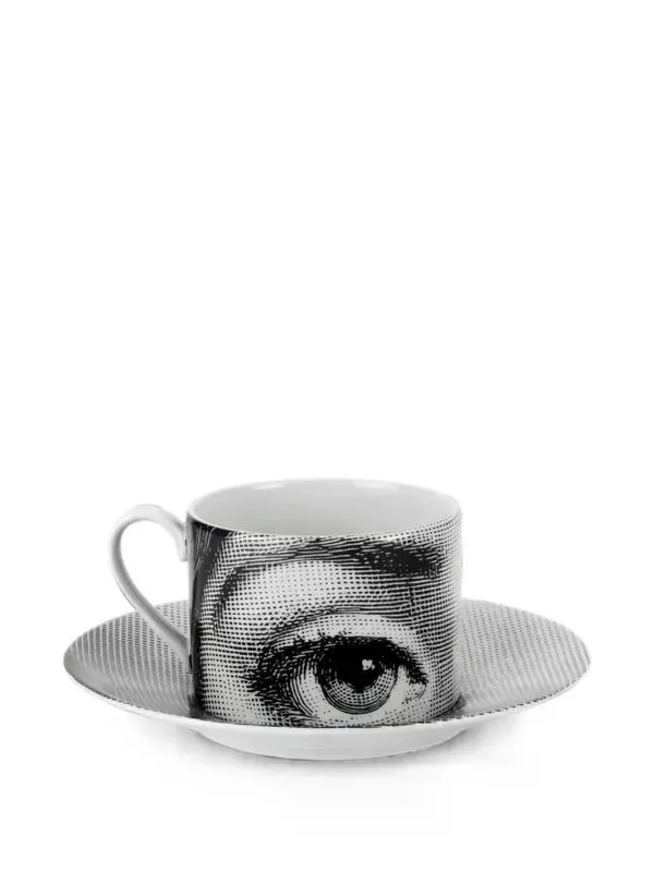 FORNASETTI Tema E Variazioni N1 Teacup And Saucer - Black