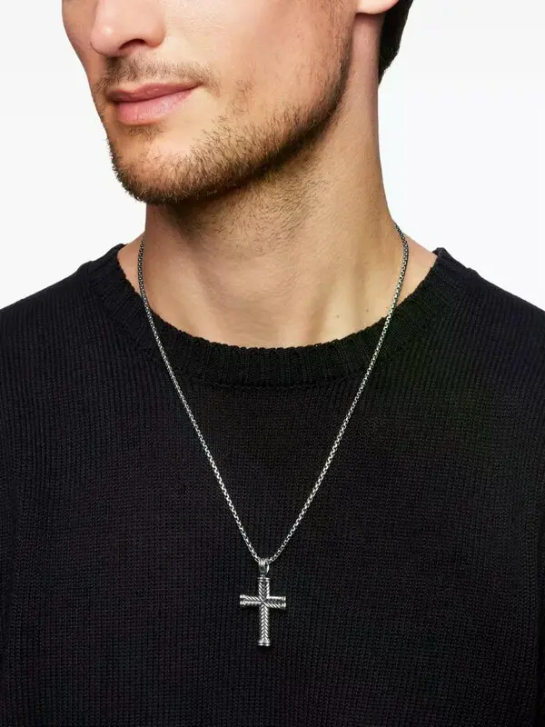 David Yurman Sterling Chevron Cross Pendant - Silver