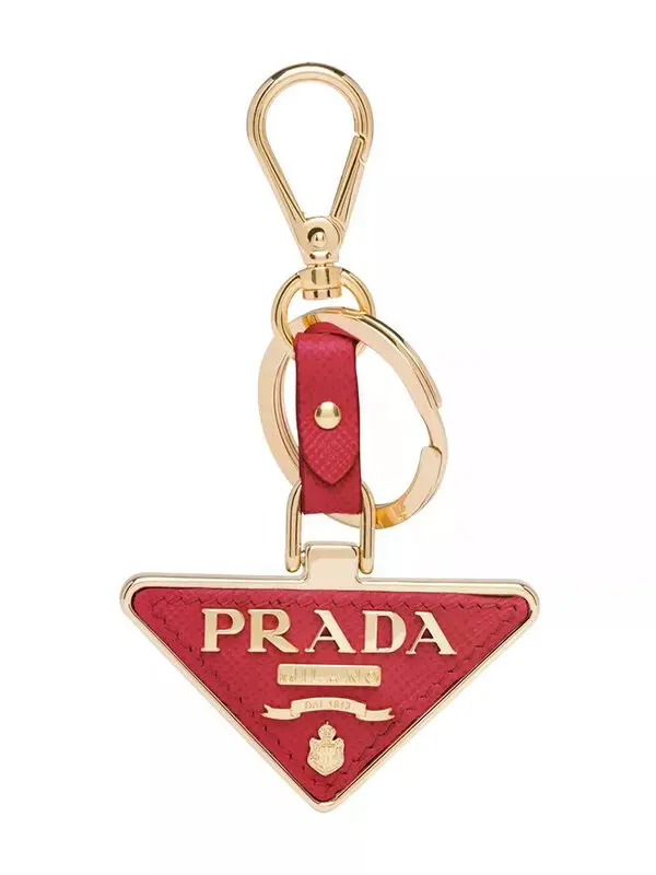 Prada Triangle-logo Keychain - Red