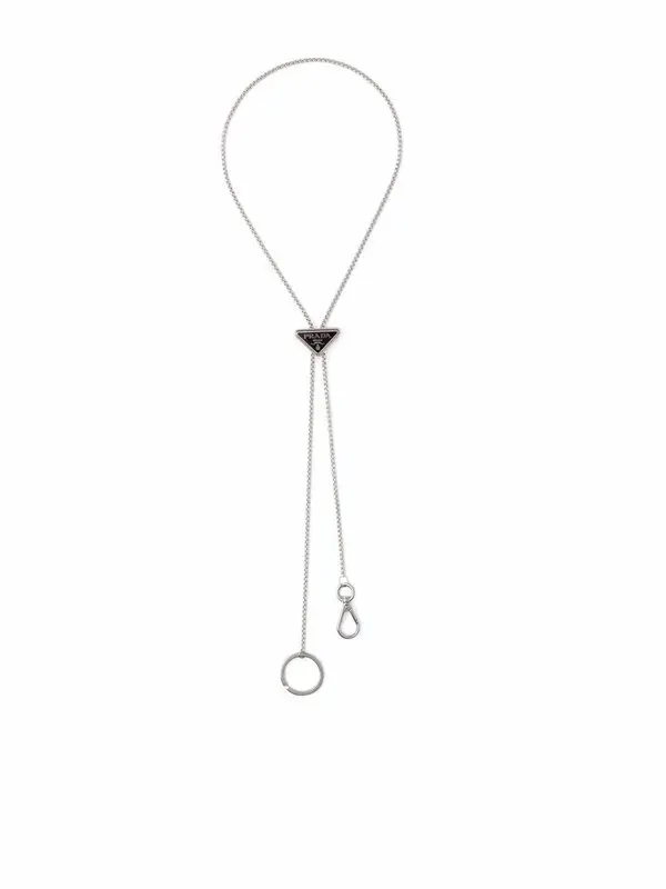 Prada Triangle Logo Necklace - Silver