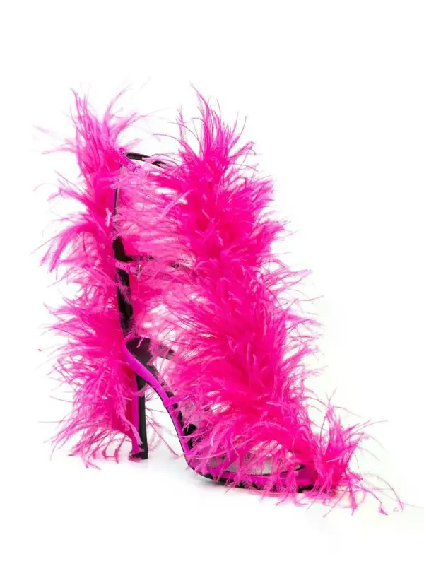 AREA Sergio Rossi Amazona 100mm Feather Sandals
