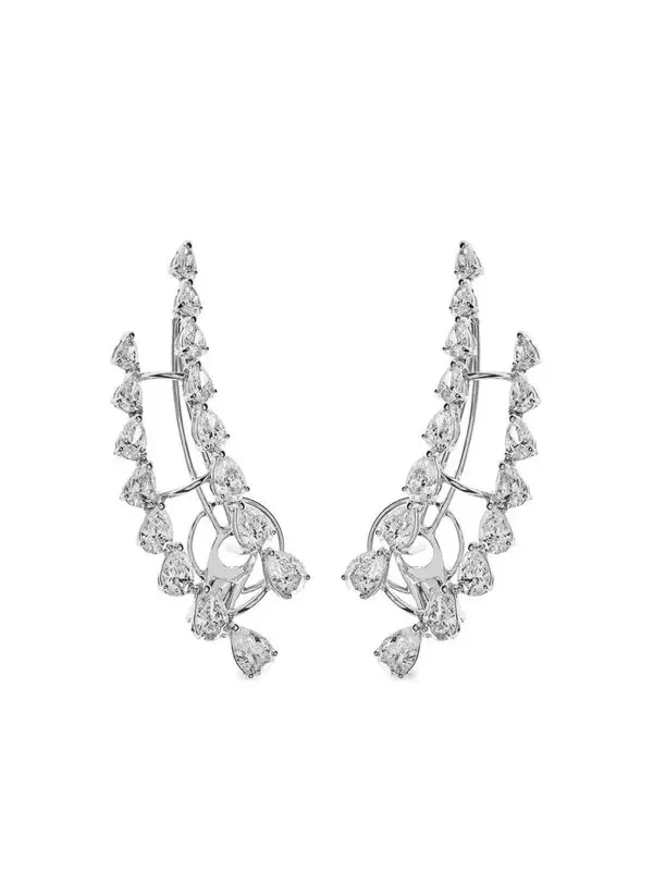 JEWELS AFICIONADO 18kt White Gold Diamond Ear Cuffs - Silver