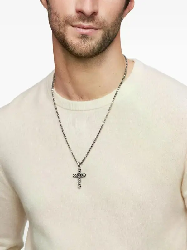 David Yurman Sterling Pavé Black Diamond Cross Pendant