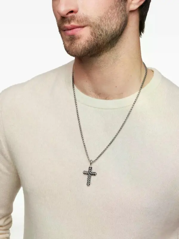 David Yurman Sterling Pavé Black Diamond Cross Pendant
