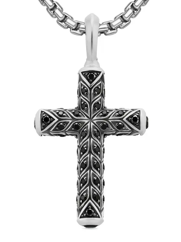 David Yurman Sterling Pavé Black Diamond Cross Pendant