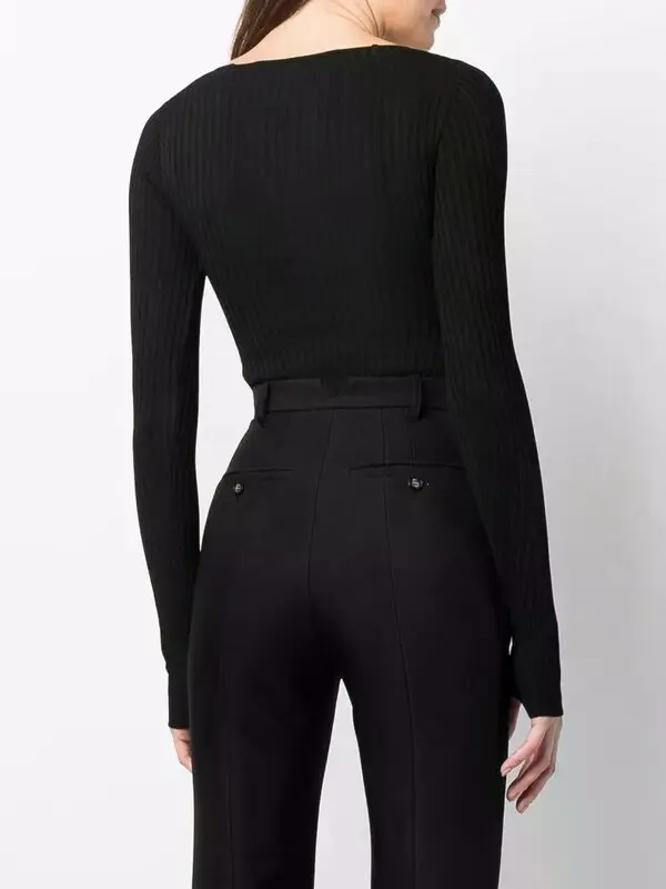 ANDREĀDAMO Ribbed Knit Cut-out Bodysuit