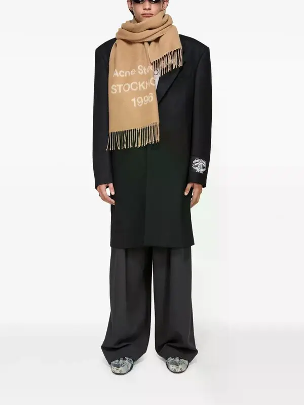 Acne Studios Logo-print Wool Scarf - Brown