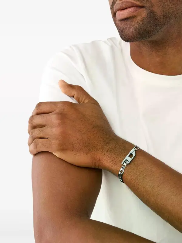DIESEL® Logo-plaque Chain Bracelet In Stainless Steel
