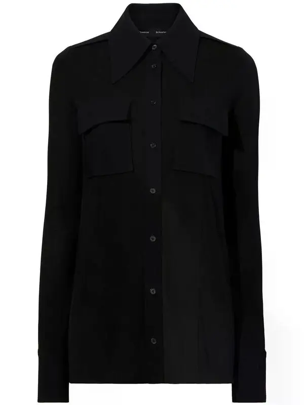 Proenza Schouler Oversized Pointed Collar Shirt - Black