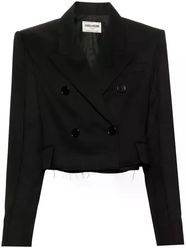 Zadig&Voltaire Vito Double-breasted Cropped Blazer - Black