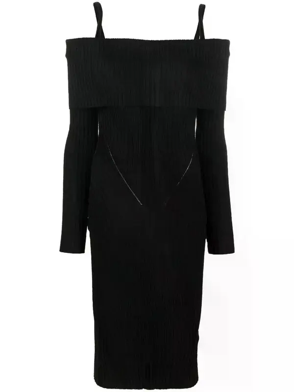 ANDREĀDAMO Off-shoulder Ribbed Knit Dress