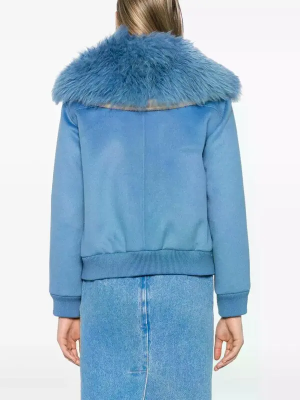 LISKA Cashmere Bomber Jacket With Faux Fur Collar
