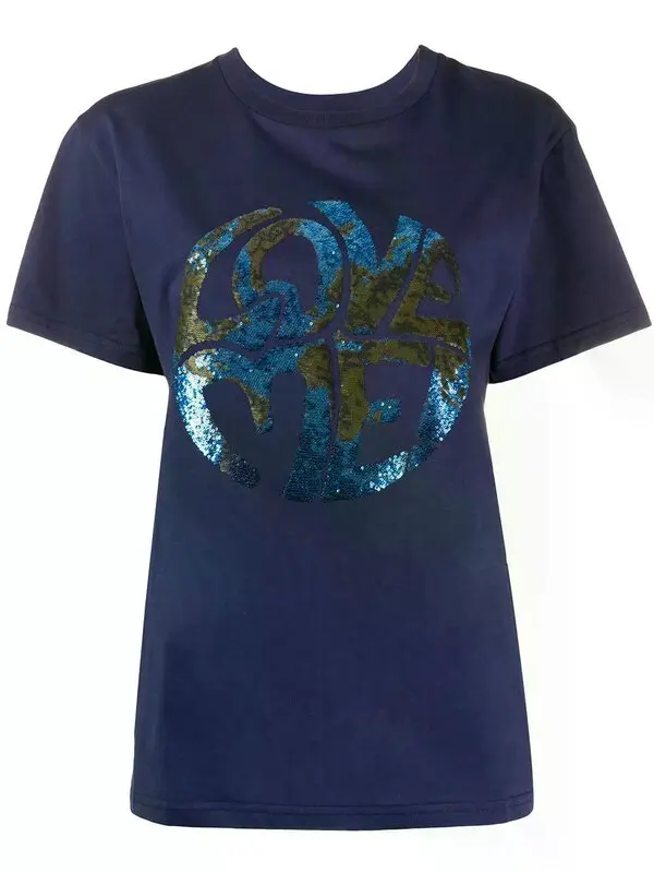 Alberta Ferretti Sequin Embellished T-shirt - Blue