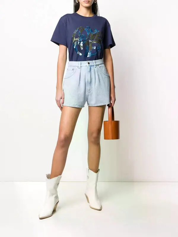 Alberta Ferretti Sequin Embellished T-shirt - Blue