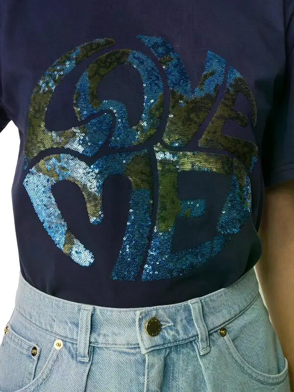 Alberta Ferretti Sequin Embellished T-shirt - Blue