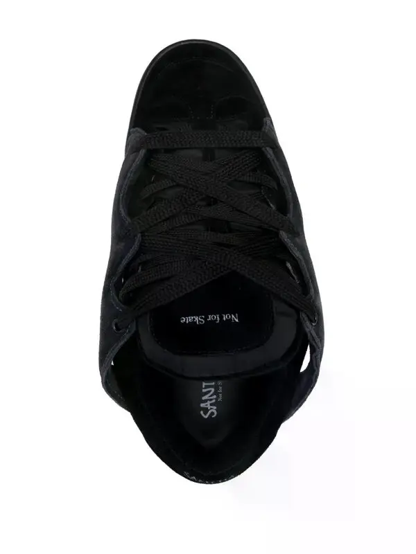 SANTHA Padded Calf Suede Lace-up Sneakers - Black