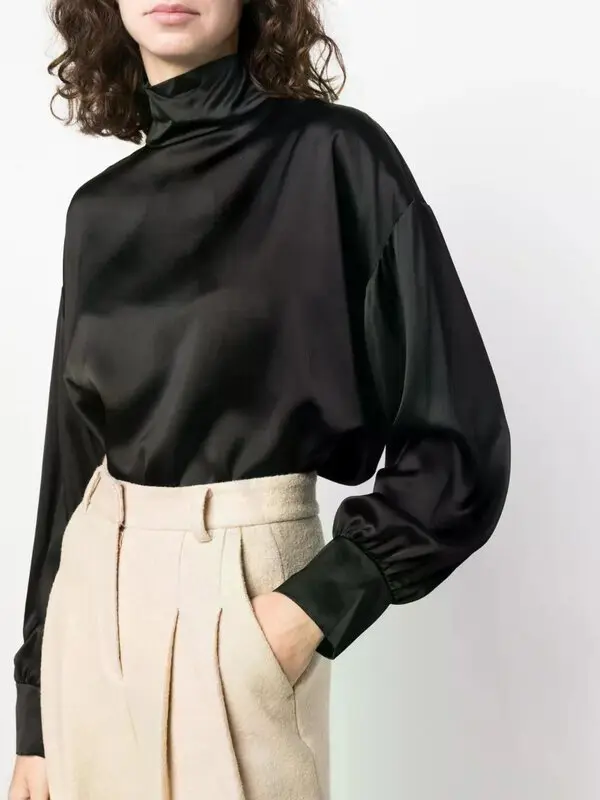 Fabiana Filippi High-neck Satin Blouse - Black