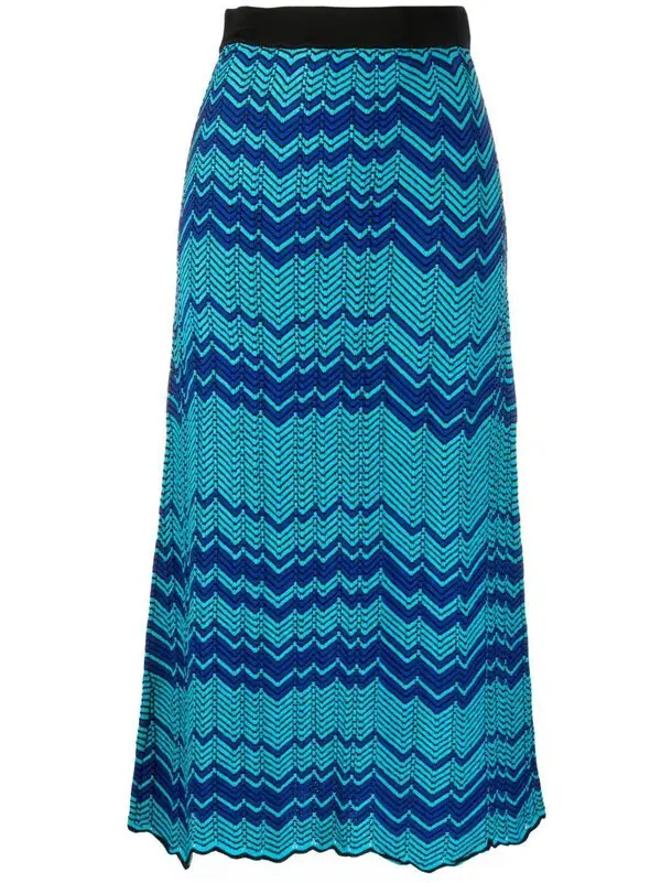 WALES BONNER Zigzag Pattern Midi Skirt