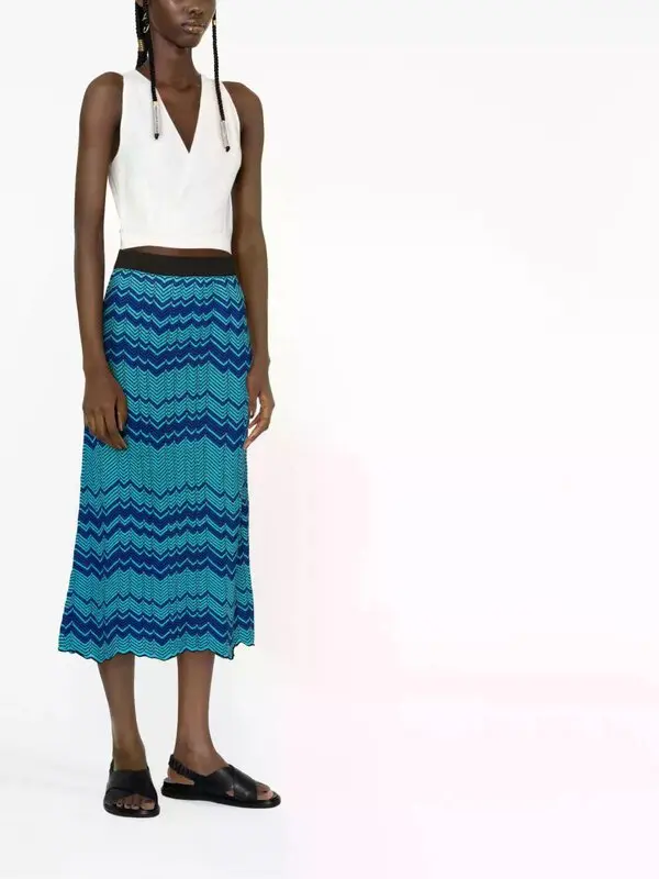 WALES BONNER Zigzag Pattern Midi Skirt