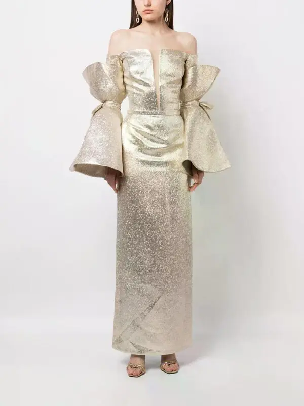 SAIID KOBEISY Brocade Effect Off-shoulder Gown