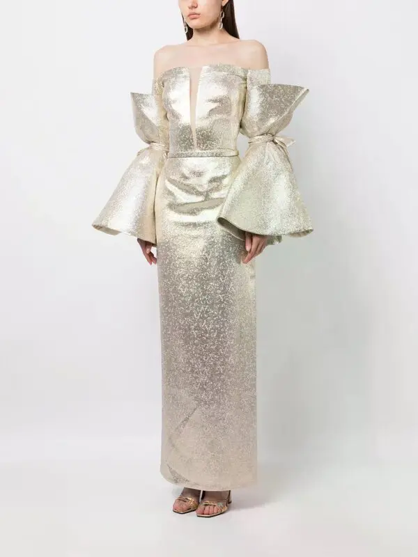 SAIID KOBEISY Brocade Effect Off-shoulder Gown