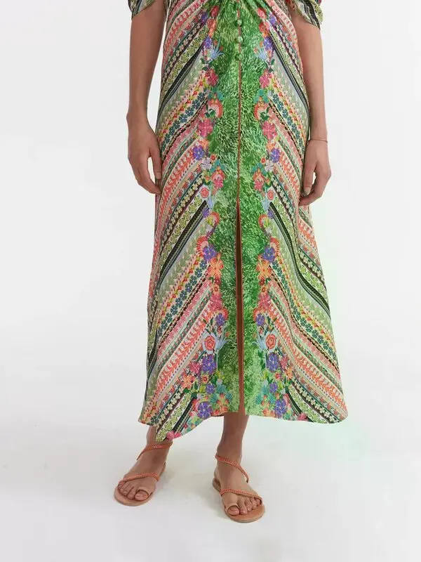 Saloni Mitsu B Mix-print Midi Dress