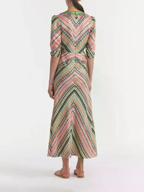 Saloni Mitsu B Mix-print Midi Dress