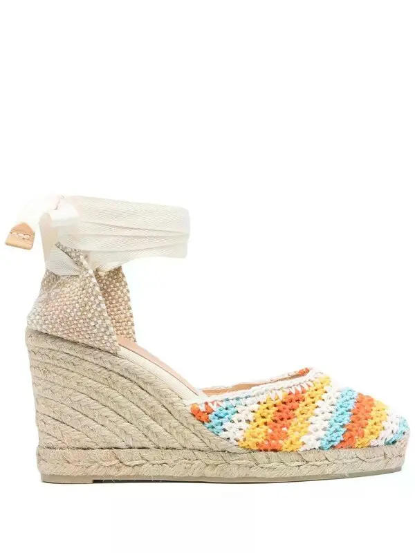 CastaÑer Carina Crochet Wedge Espadrilles - Orange