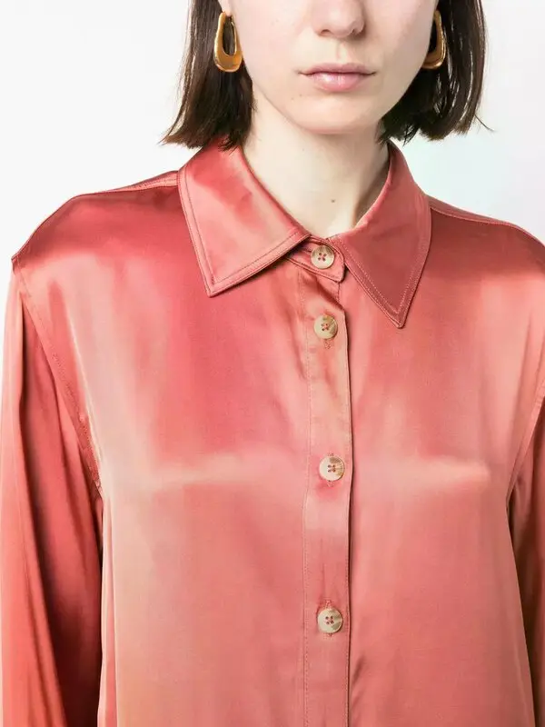 Loulou De Saison Classic Button-up Satin Midi Shirt Dress