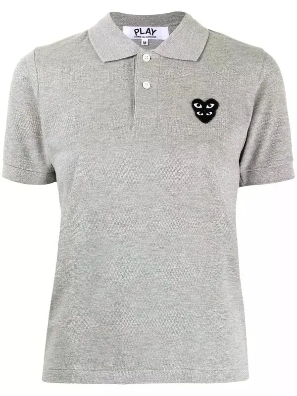Play Comme Des Garcon Logo-patch Polo Shirt - Grey