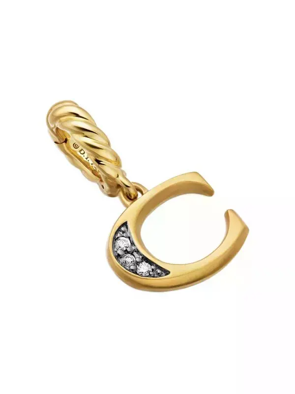 David Yurman 18kt Yellow Pavé Initial Diamond Pendant