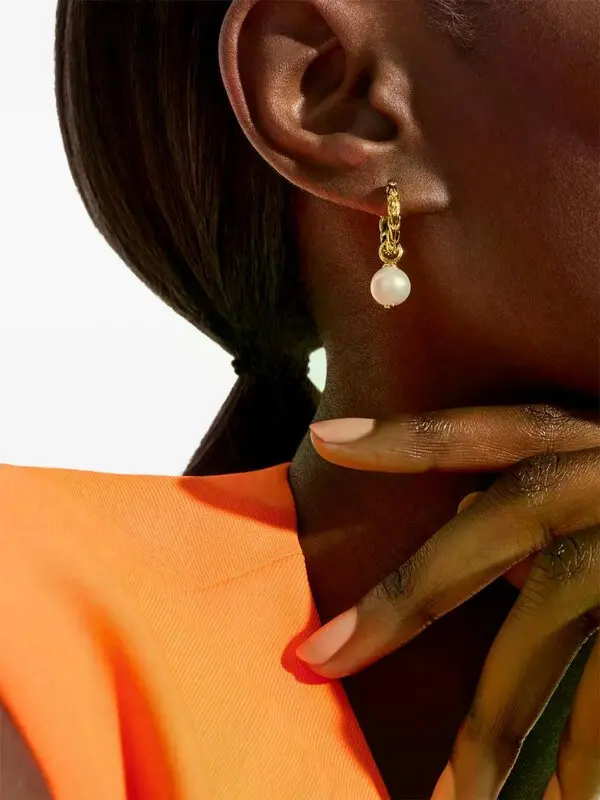John Hardy 14kt Yellow Pearl Hoop Earrings
