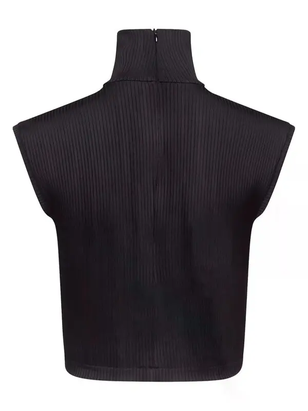 AREA Star-stud Rib-knit High Neck Crop Top