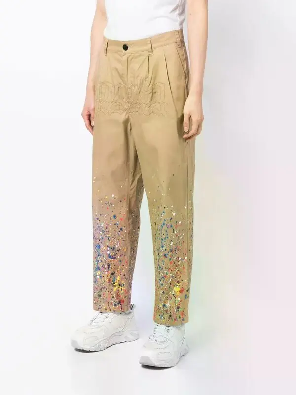 HACULLA. Tapered Cotton Paint-splatter Trousers