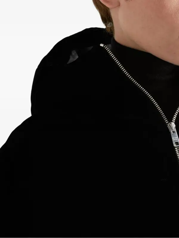 Prada Velvet Down Jacket With Triangle Logo - Black