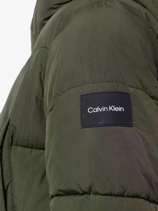 Calvin Klein Logo Patch Hooded Puffer Coat