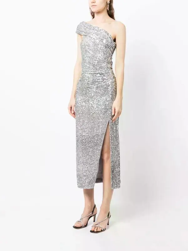 Simkhai Zay Hammered Sequin-embellished Off-shoulder Midi Dress