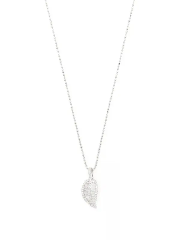 ANITA KO 18kt White Gold Diamond Palm Leaf Necklace - Silver