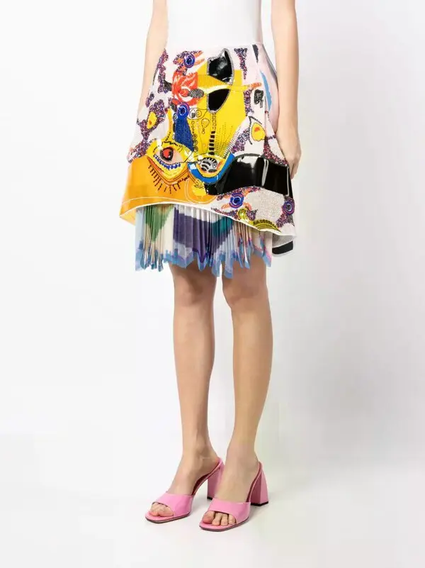 Maticevski Appliqué-detail Printed Skirt