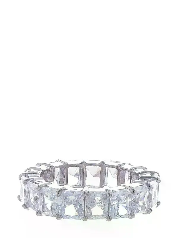 FANTASIA BY DESERIO 14kt Gold Vermeil Eternity Band Ring With Simulated Diamonds - Silver