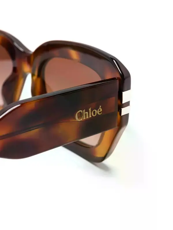 Chloé Tortoiseshell-effect Rectangle-frame Sunglasses
