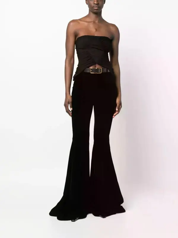 Saint Laurent High-waisted Flared Silk Trousers