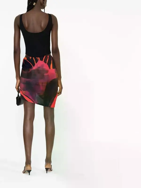 LOUISA BALLOU Coastline Print Draped Miniskirt