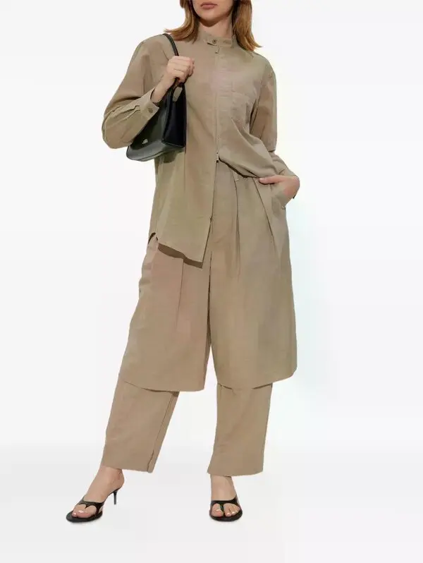 Issey Miyake Paper-esque Stand Collar Shirt - Neutrals